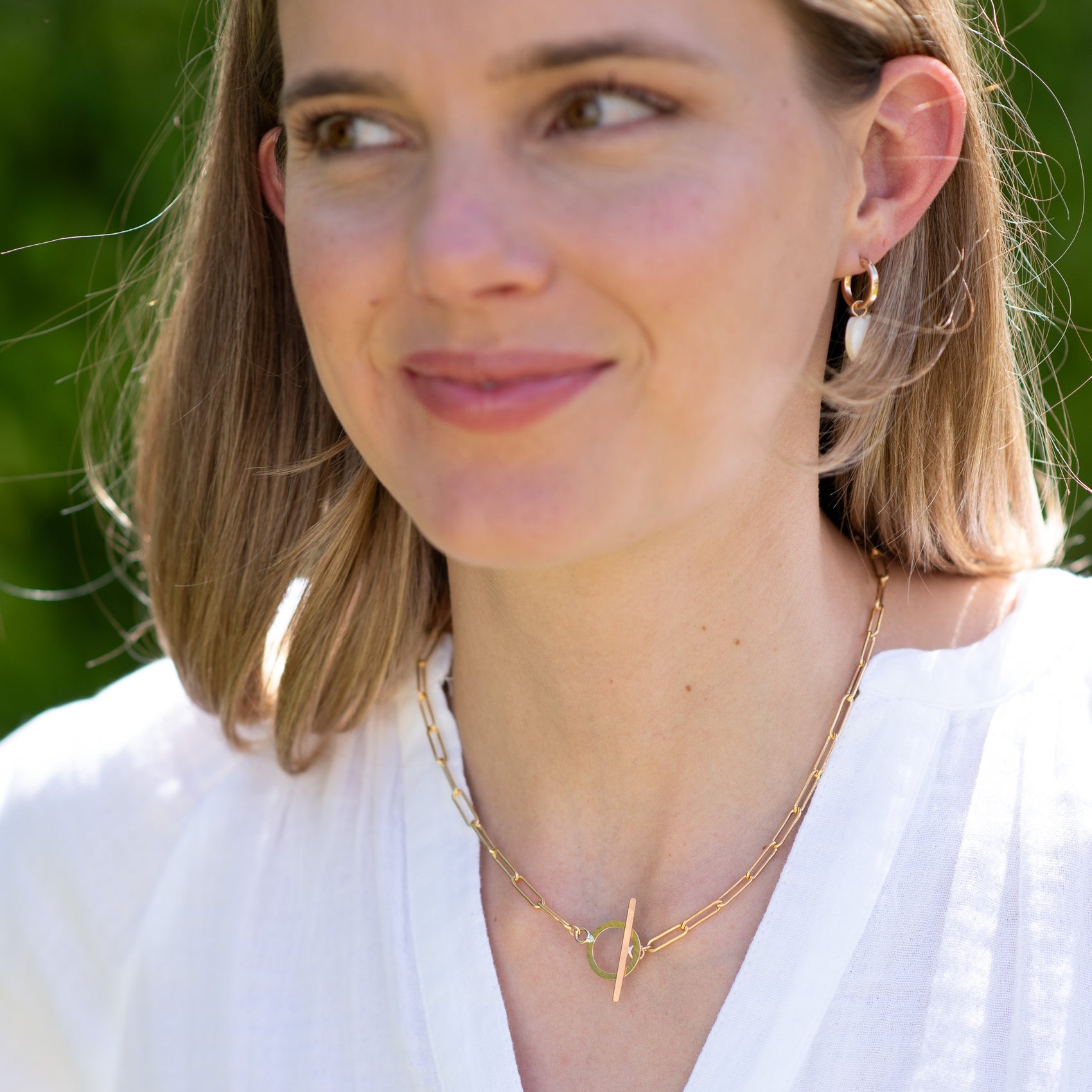 14k Gold Filled Large Paper Clip Toggle Necklace