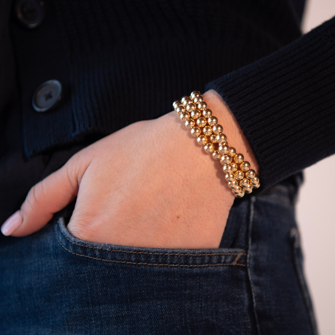 6mm 14k Gold Filled Beaded Bracelet