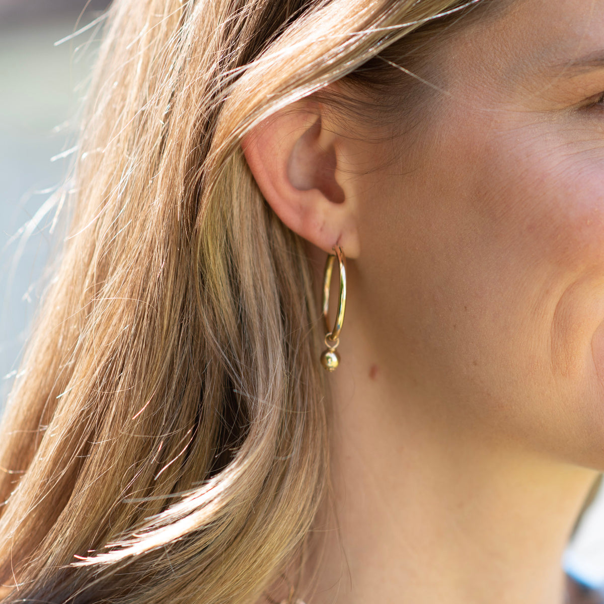 14k Gold Filled Heart Toggle Necklace & Tube Hoop Set