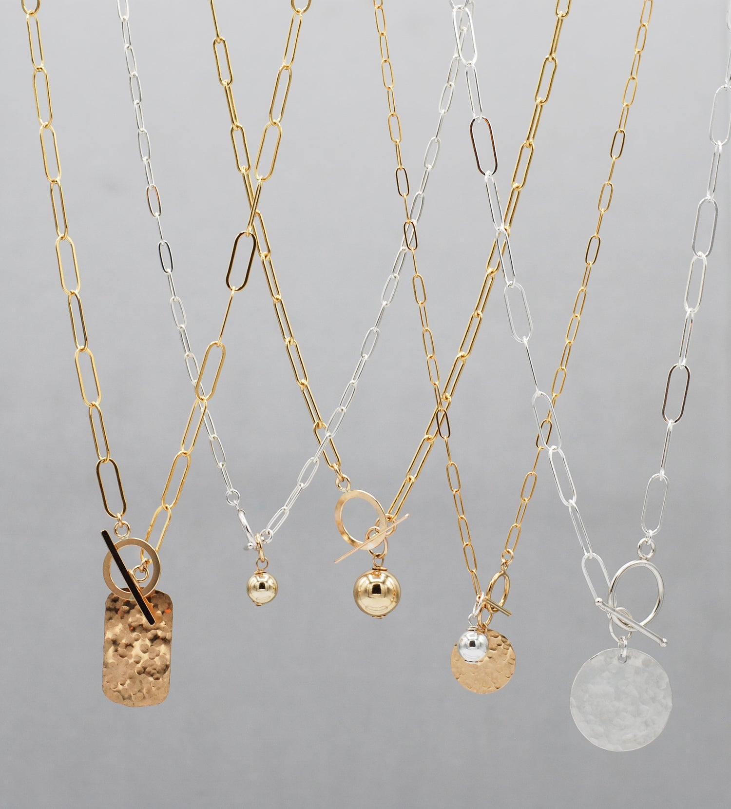 14k Gold Filled Large Paper Clip Toggle Necklace | Jewel Ya