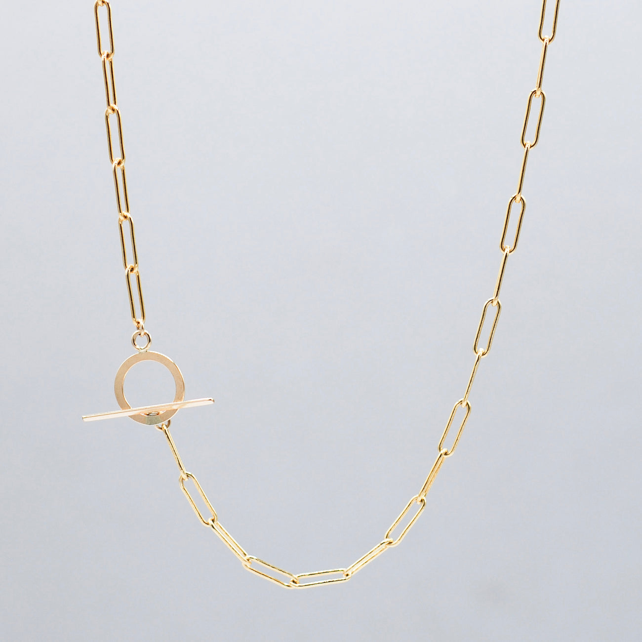 14k Gold Filled Large Paper Clip Toggle Necklace